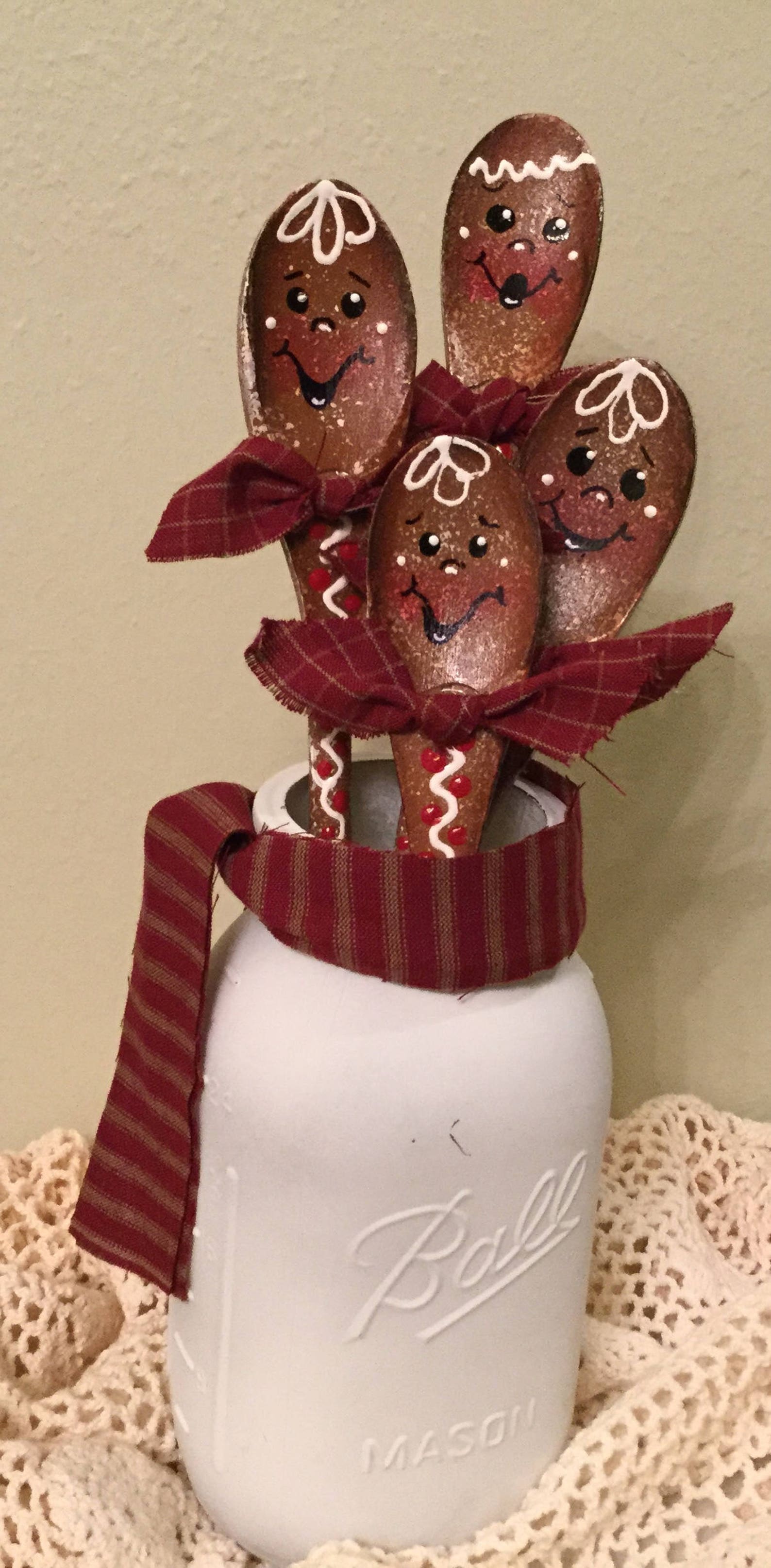 Gingerbread Handpainted Spoons Set of Four Housewarming Gift | Etsy