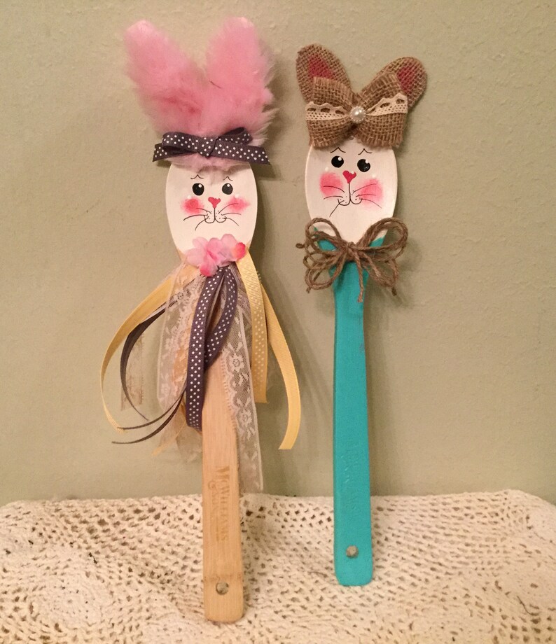 Bunny Spoons Easter Decor Housewarming Set of Two Holiday | Etsy