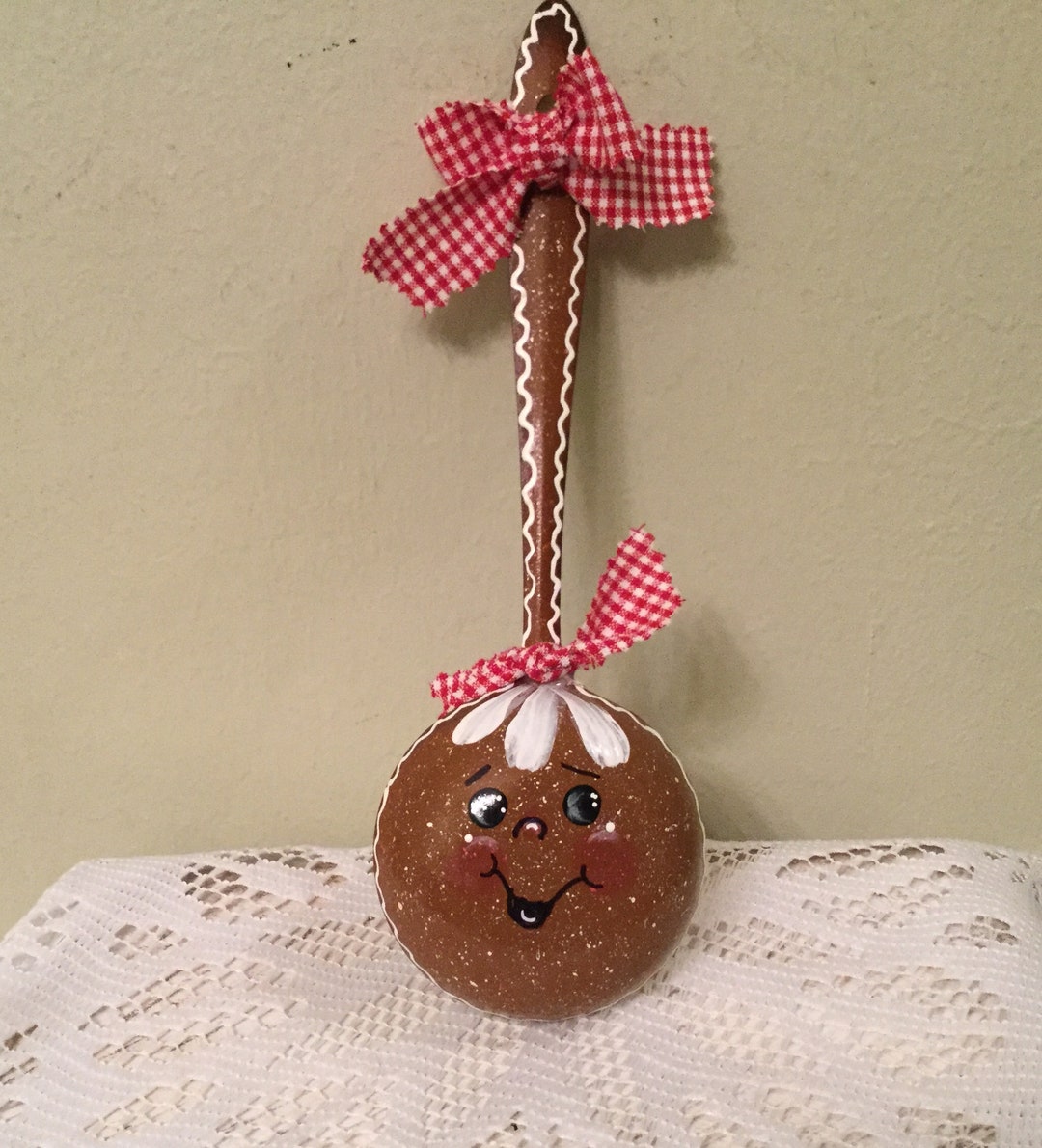 Gingerbread on Upcycled Metal Dipper Housewarming Ginger Decor Ginger ...