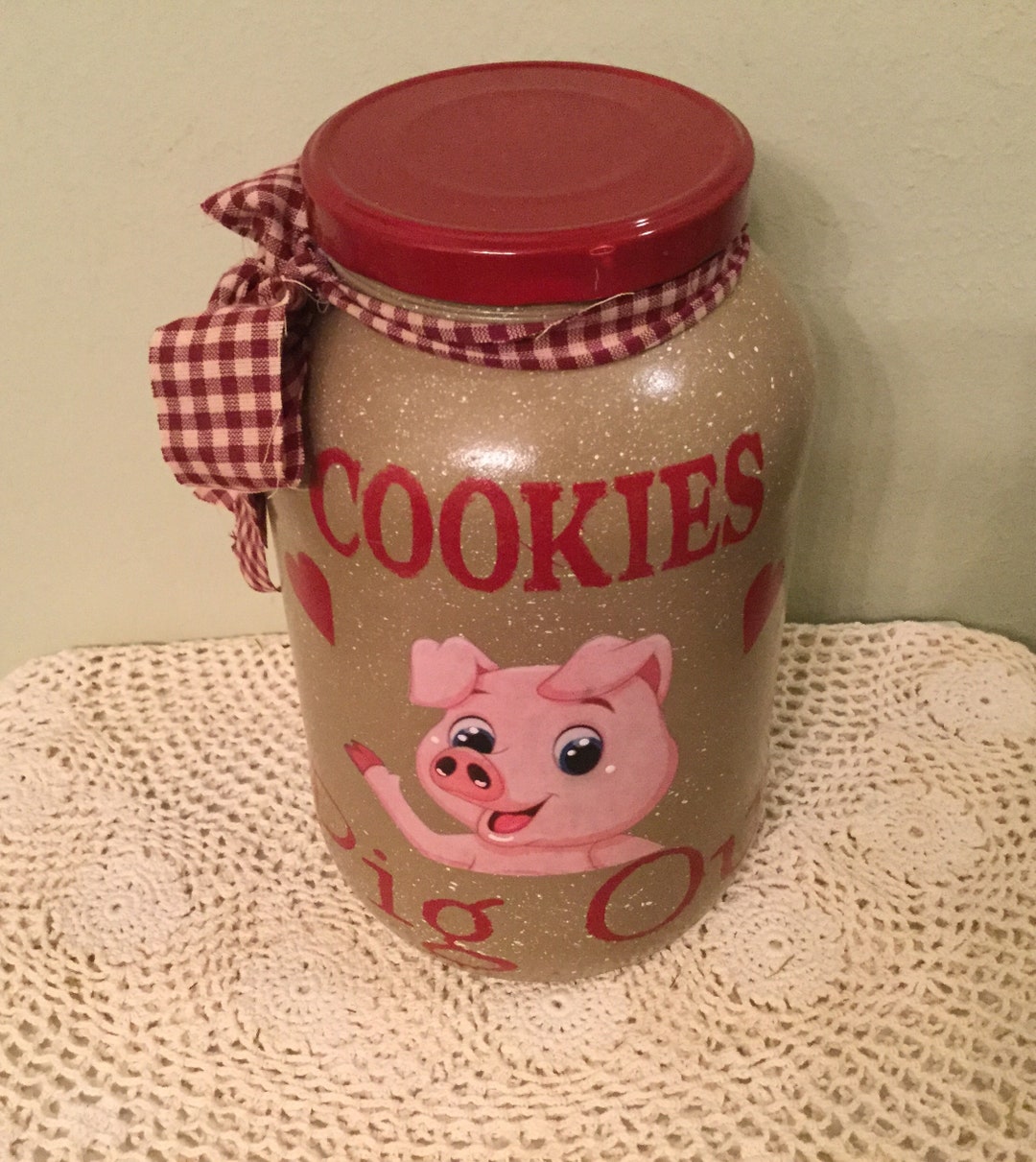Pig Cookie Jar Upcycled Gallon Jar Kitchen Decor Country Kitchen ...