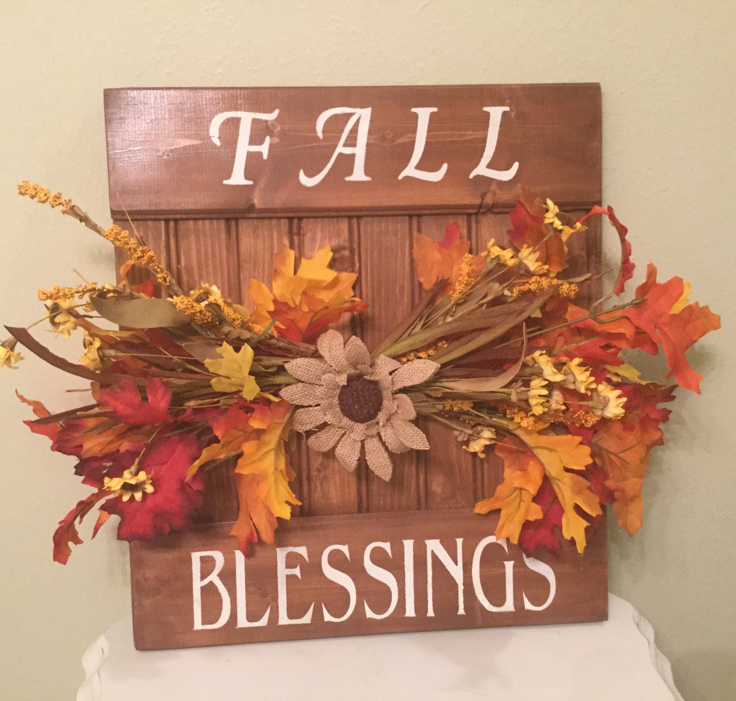 Fall Blessings sign Housewarming Gift Fall Decor Autumn | Etsy
