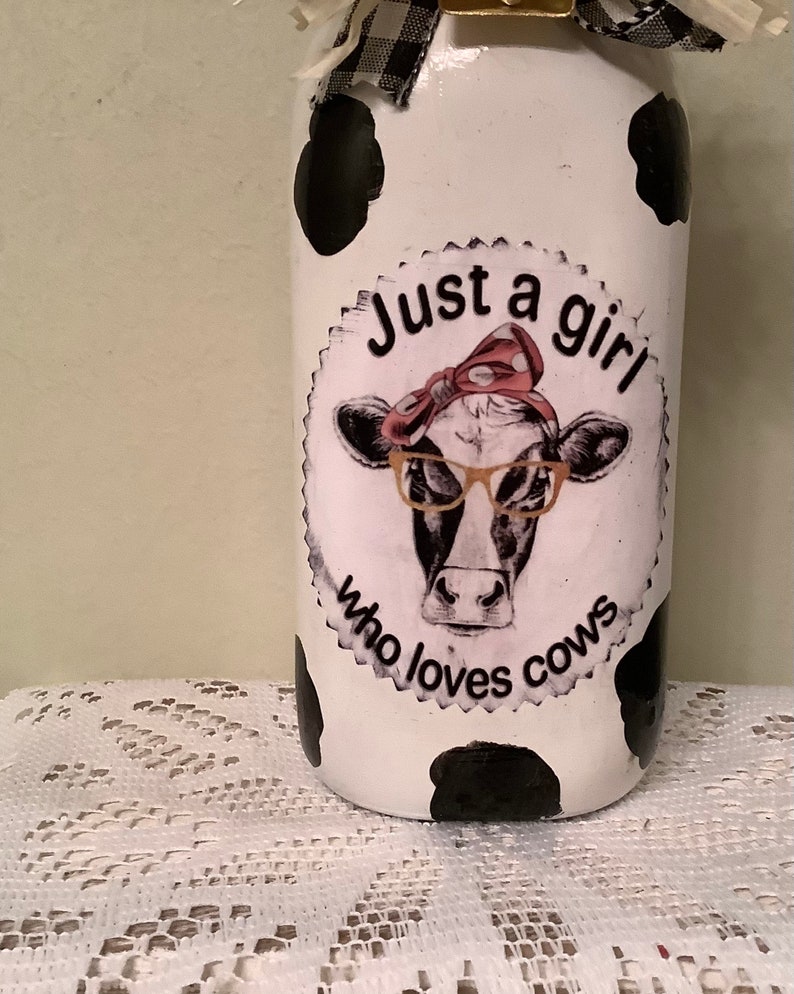 Cow on Upcycled Faux Milk Bottle Housewarming Farm Decor Cow - Etsy