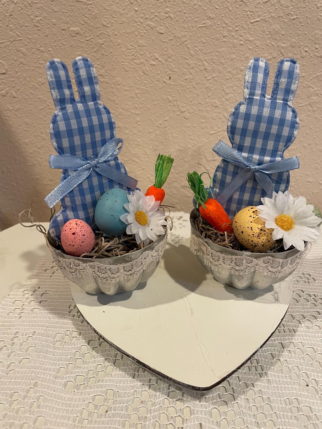Gingham Rabbit in Jello Mold. Easter Decoration. Spring Decoration - Etsy