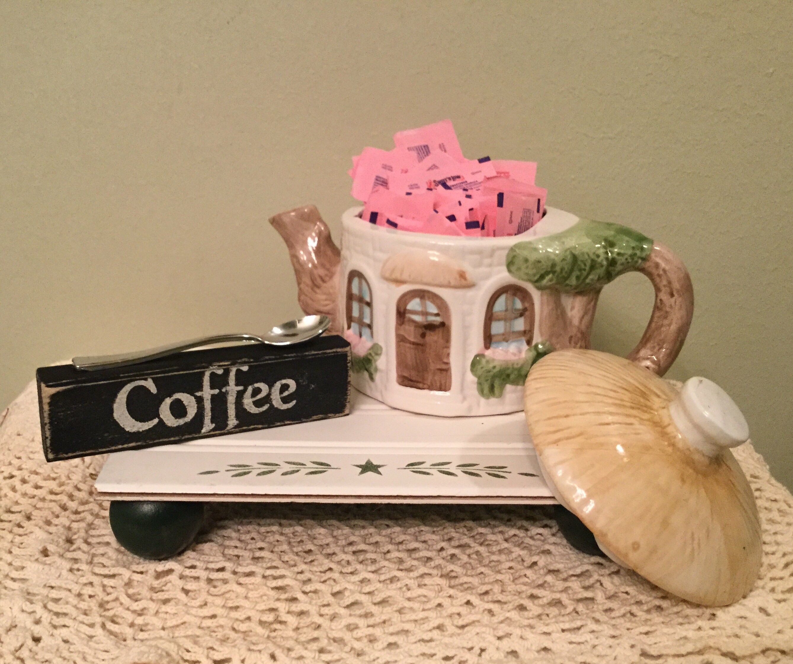 Coffee Bar Sugar Storage Tea Pot Birdhouse Housewarming Gift Farm Home ...