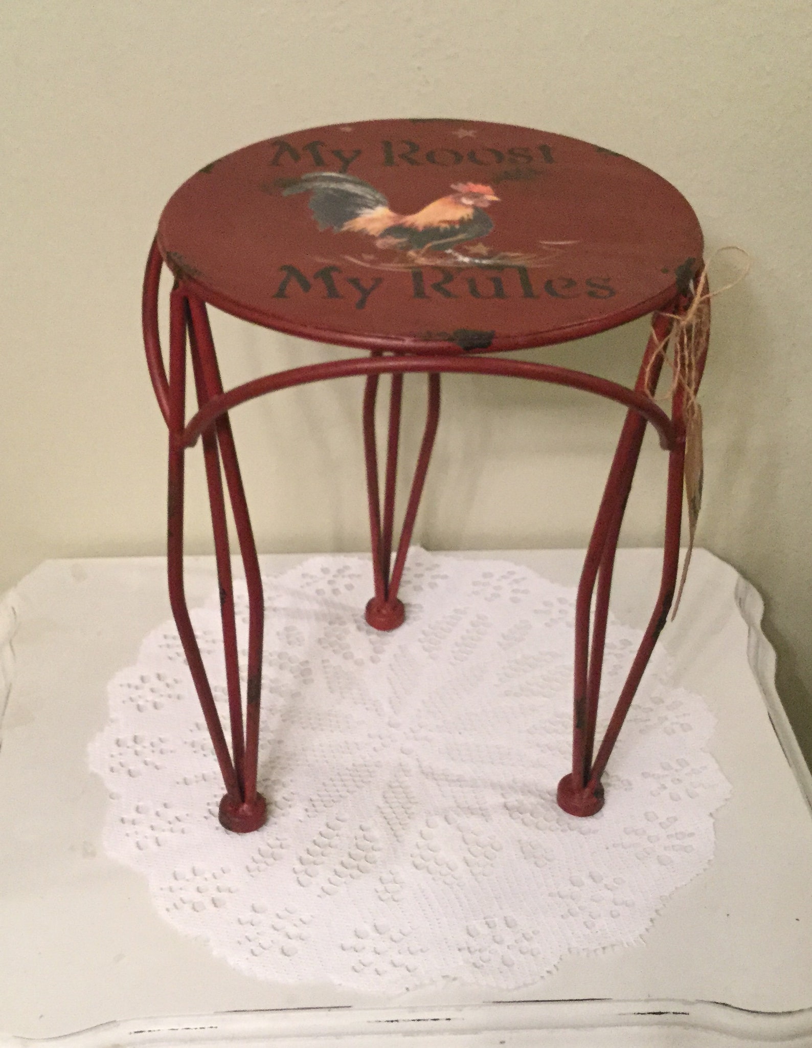 Rooster on Vintage Metal Stool Housewarming Rooster Decor Farm - Etsy