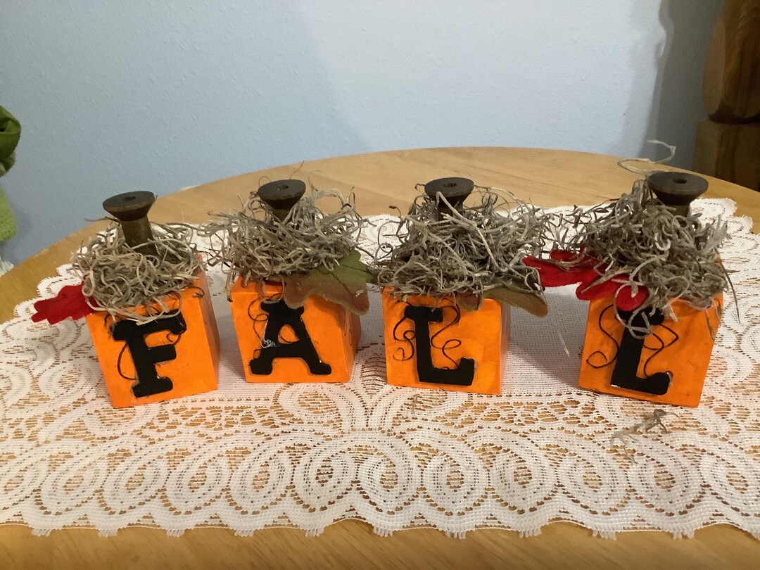 Fall Blocks on Stand Housewarming Fall Decor Handmade Original Ready to ...
