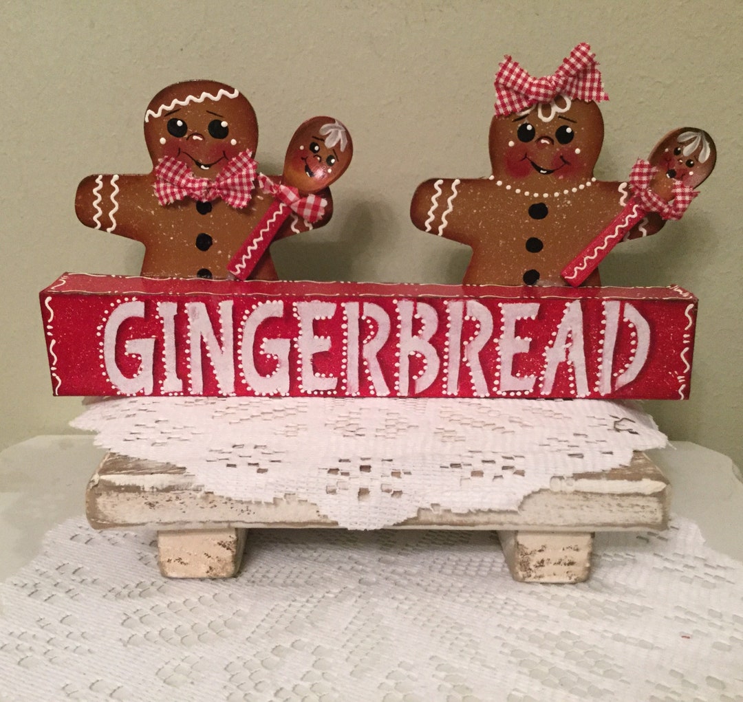 Gingerbread Shelf Sitter Housewarming Hand Painted Ginger Collector ...