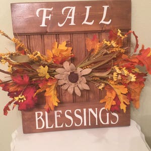 Fall Blessings Sign Housewarming Gift Fall Decor Autumn Country Sign ...