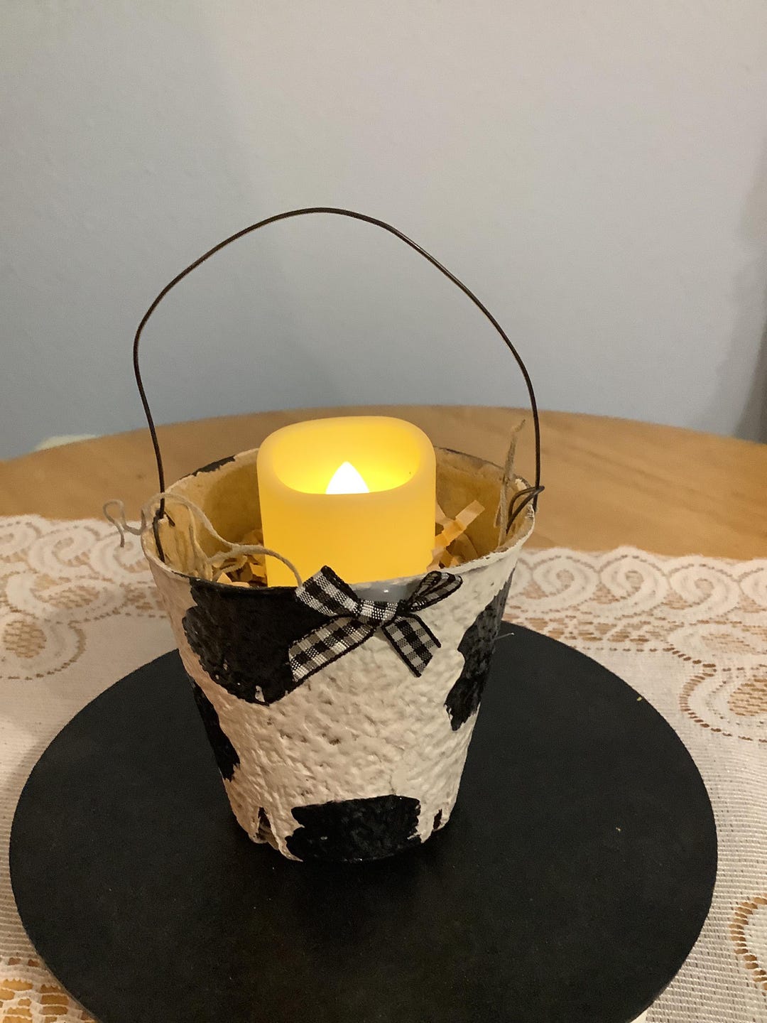 Small Cow Farm Pails With Cow Spots and With Tea Lights. Housewarming ...