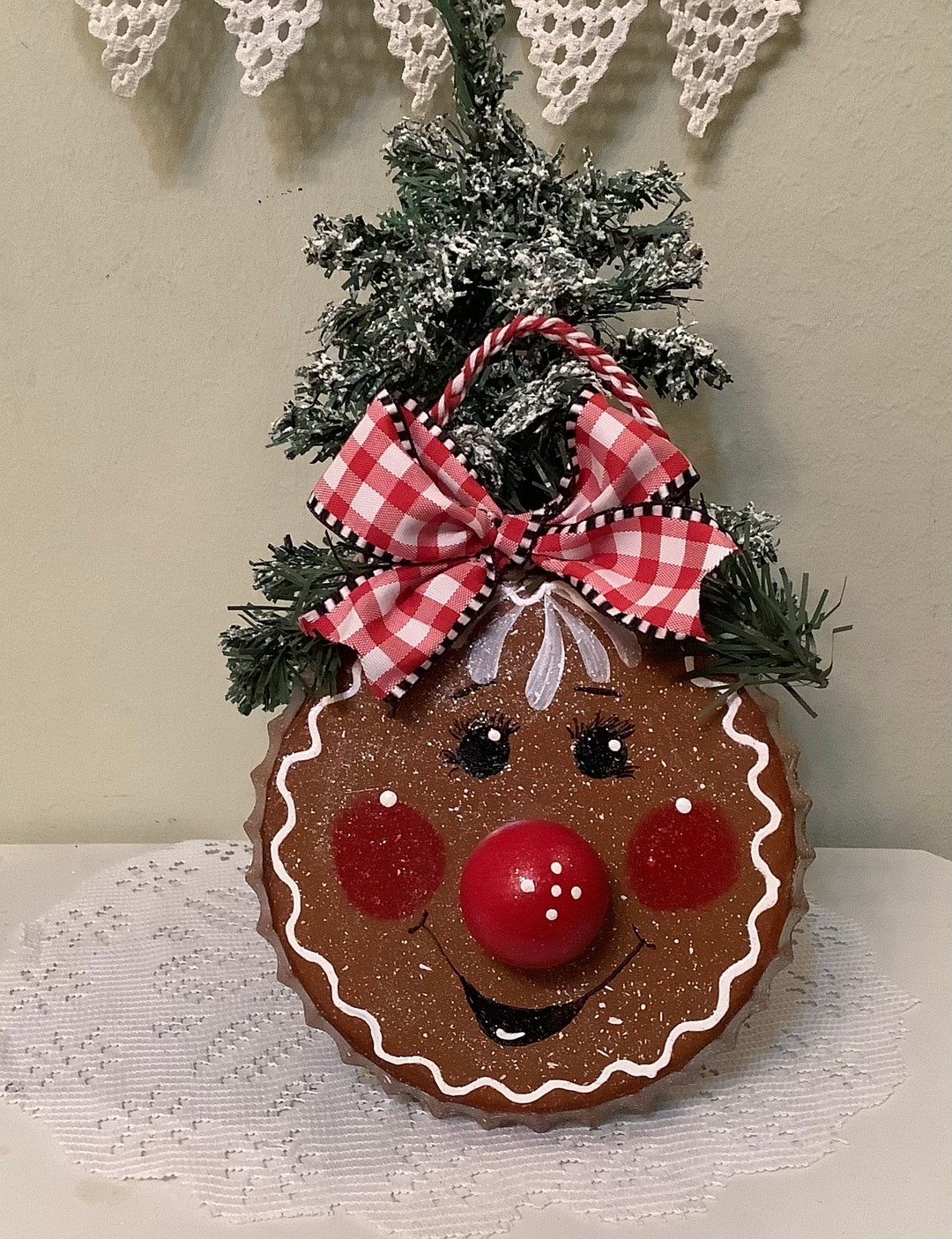 Gingerbread Handpainted Face Christmas Decor Ginger Decor Ginger ...