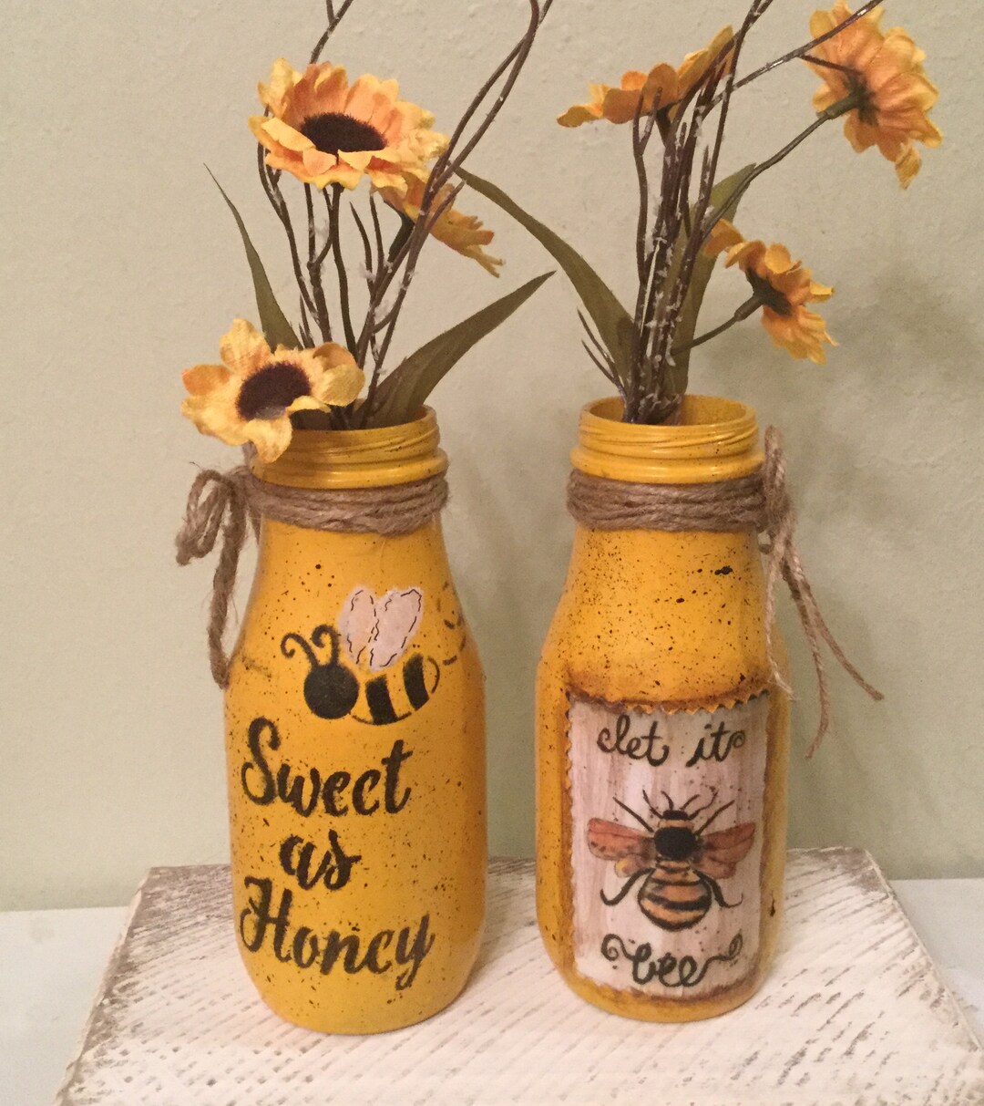 Bee on Upcycled Bottle Housewarming Spring Decor Bee Lover Shelf Setter ...