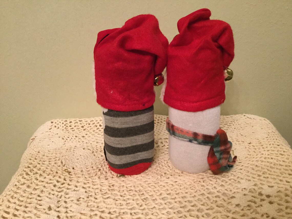 Santa Sock on Upcycled Bottles Housewarming Holiday Decor - Etsy