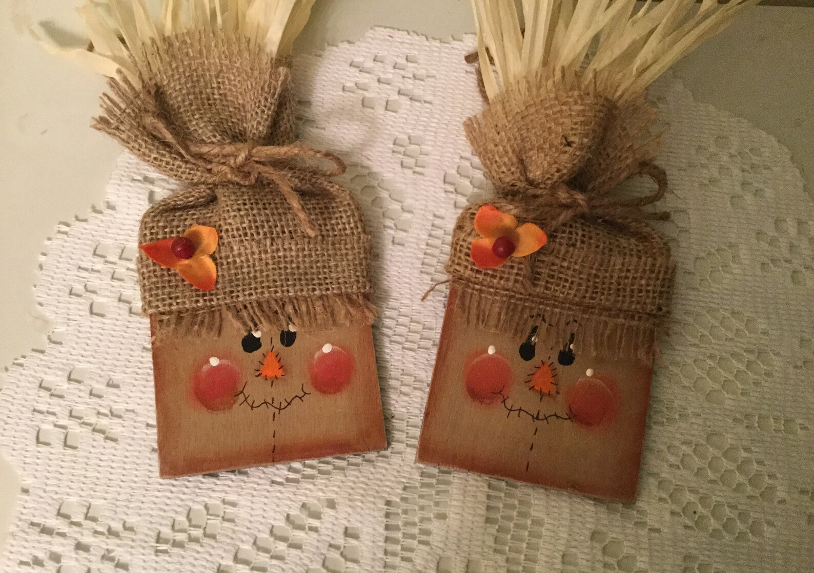 Scarecrow Tags Wood Farm Home Handmade Housewarming Fall Decor Country ...