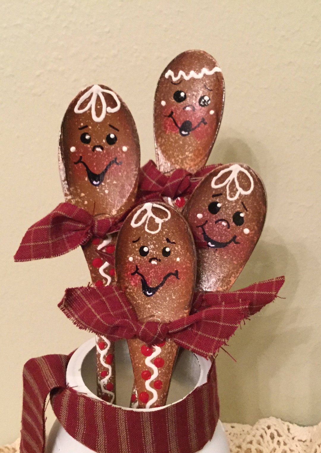 Gingerbread Handpainted Spoons Set of Four Housewarming Gift Country ...
