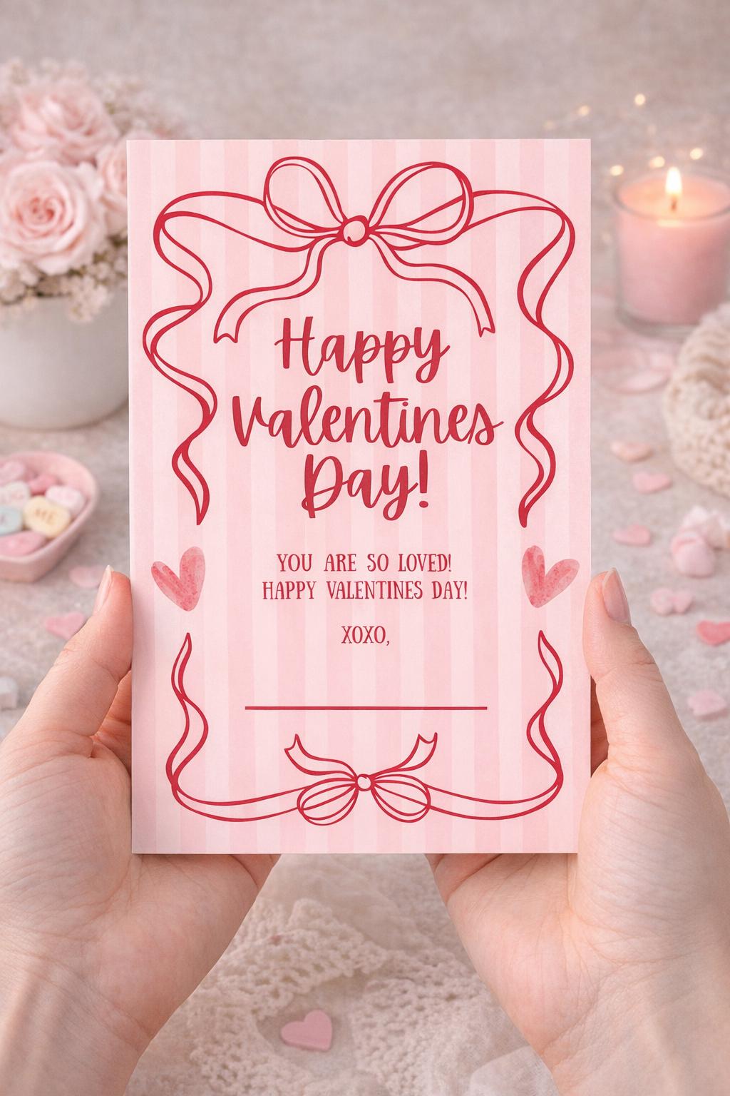 Simple Valentine’s Day Card | Editable 5x7 Valentine Card | Gift Tag or ...