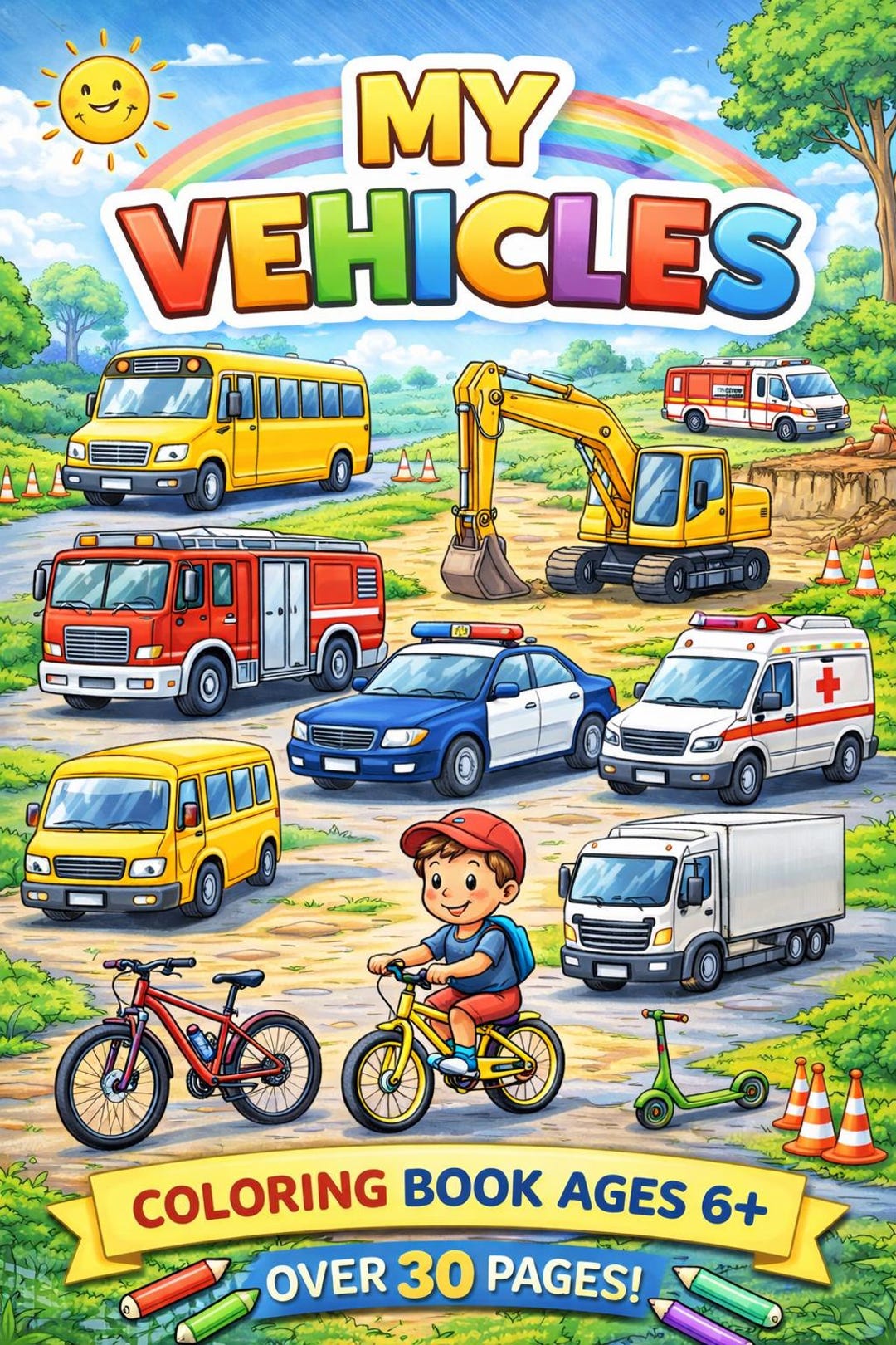 My Vehicles Coloring Book 30 Images for Kids 6+ Digital for Download ...