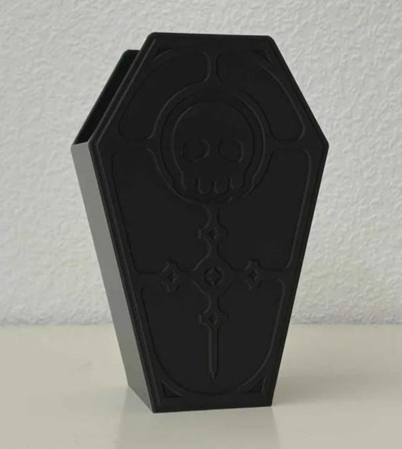 Gothic Coffin Makeup Brush Holder | Skull Organizer | Macabre Vanity ...