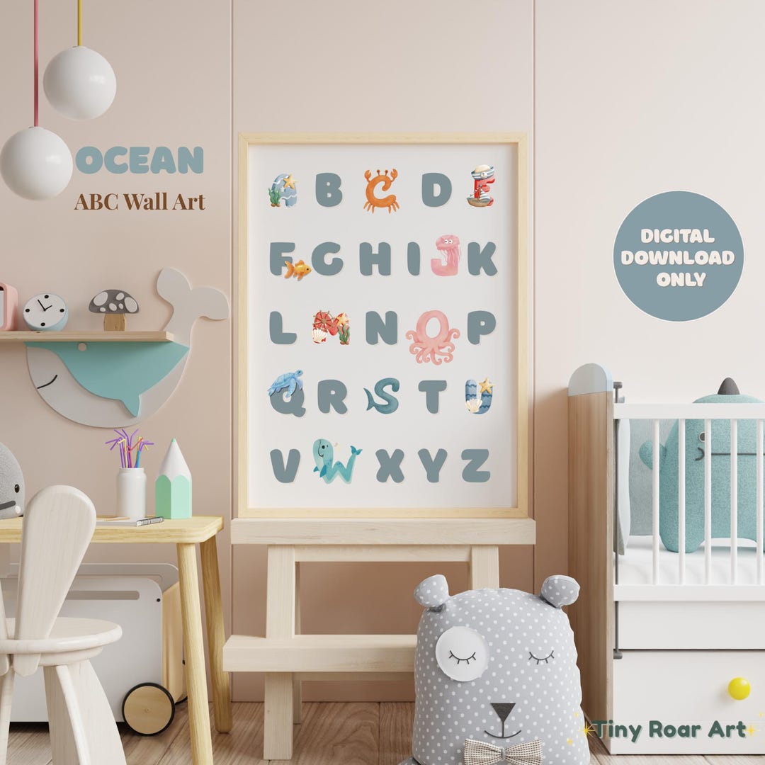 Ocean ABC Wall Art | Printable Kids Alphabet Poster | Nursery ...