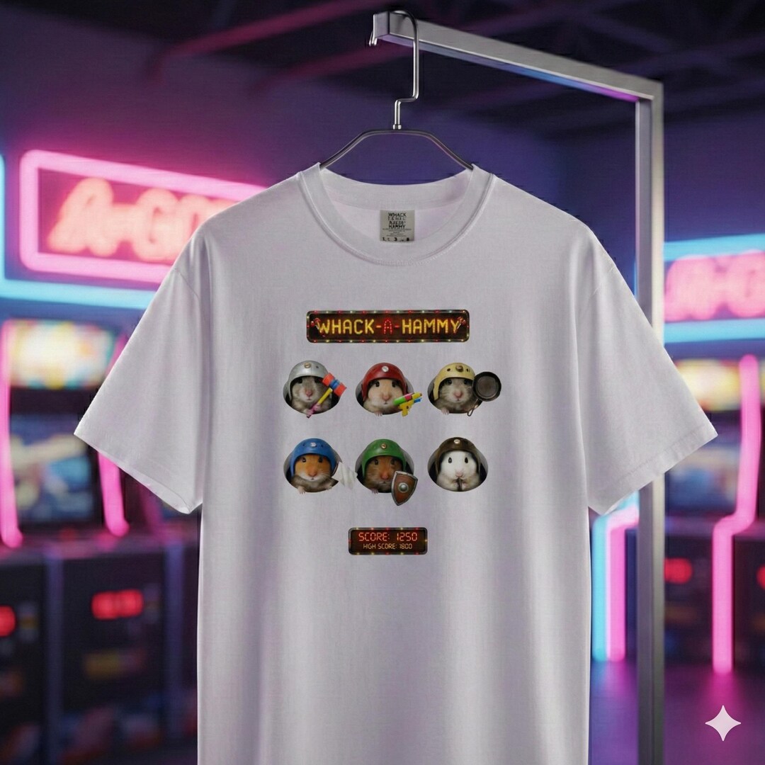 Funny Hamster Shirt, Whack A Mole Parody Tee, Retro Arcade Graphic ...