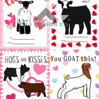 24 Cow Valentine’s Day Cards – 4 Cards per Page - Etsy