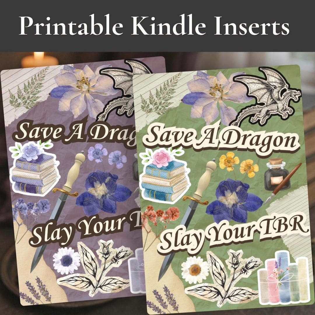 Cottagecore Printable Kindle Inserts for Clear Case | Set of 2 | Dragon ...