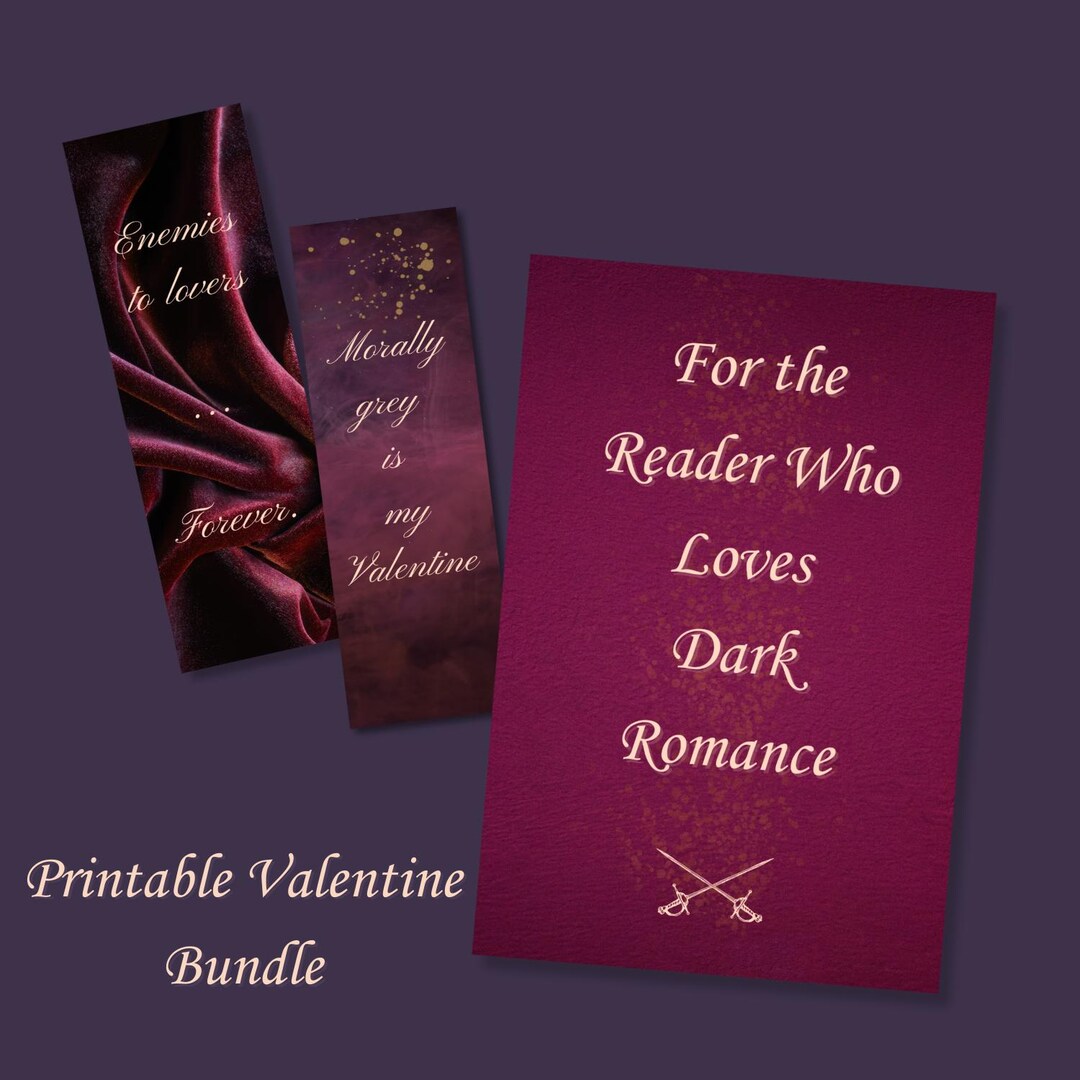 Dark Romantic Valentine Printable Bundle | Romantasy Cards, Bookmarks ...