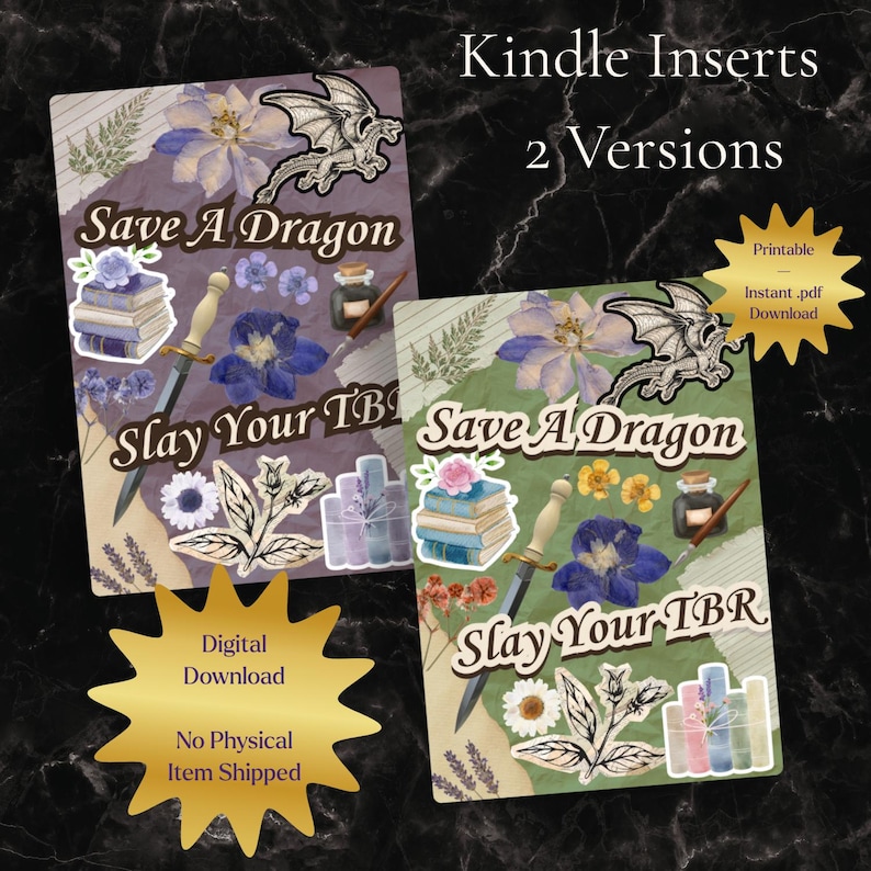 Cottagecore Printable Kindle Inserts for Clear Case | Set of 2 | Dragon ...