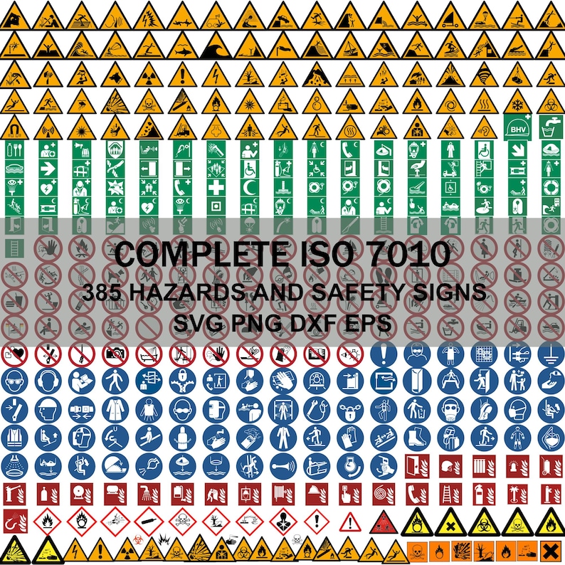 385 SVG ISO 7010 Safety Signs Mega Bundle | Hazard, Warning, Mandatory ...