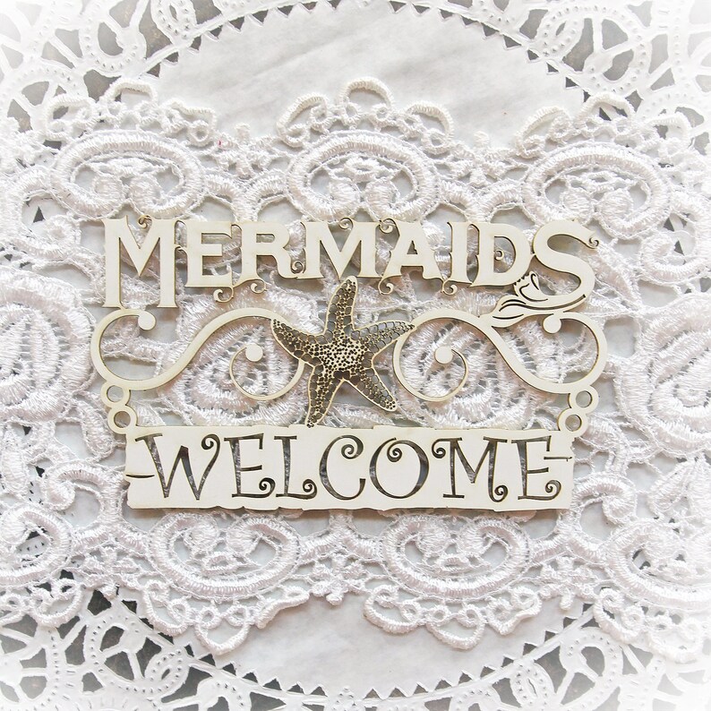Reneabouquets Beautiful Board Mermaids Welcome Sign Laser Cut | Etsy