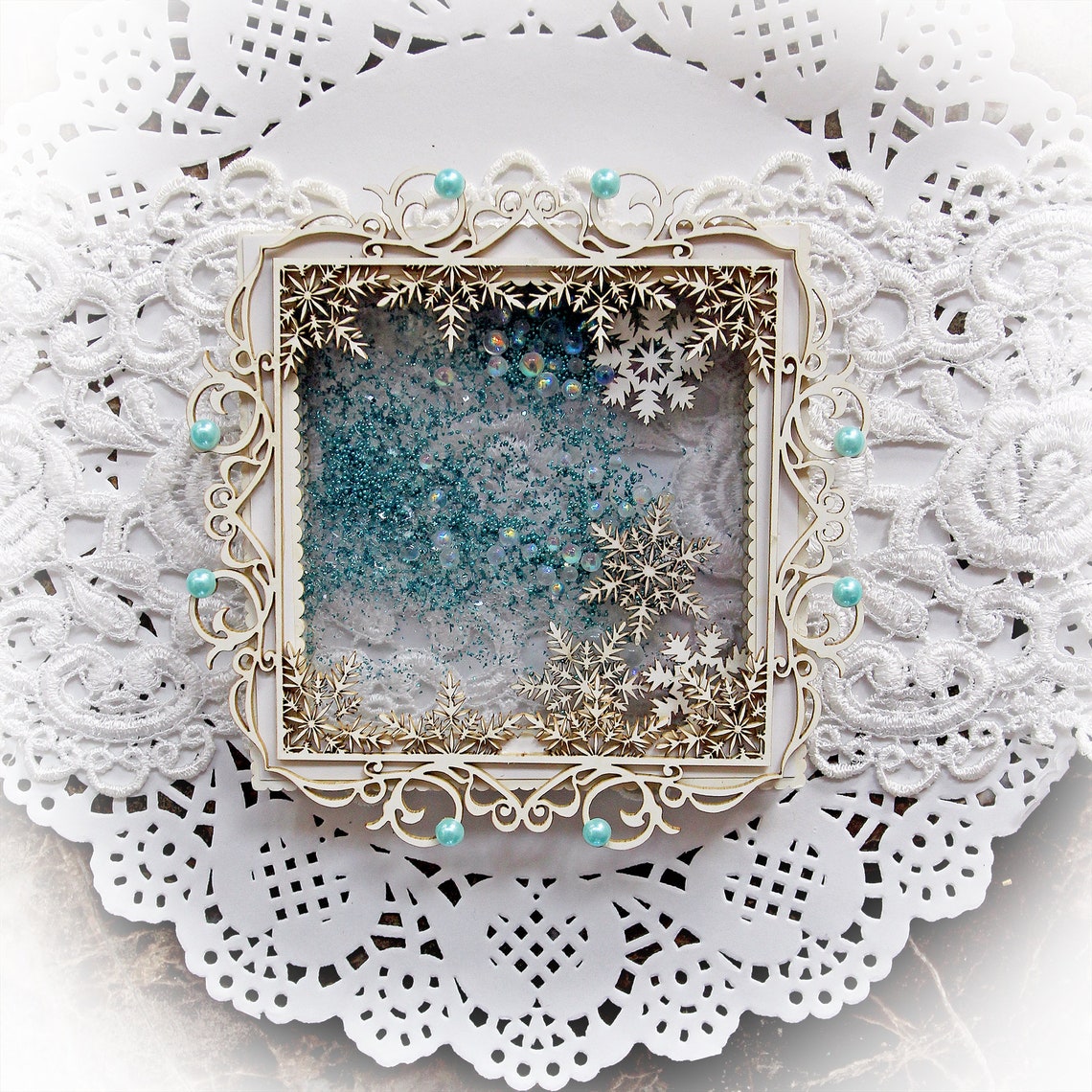 Reneabouquets Beautiful Board First Snow Shaker Box With | Etsy