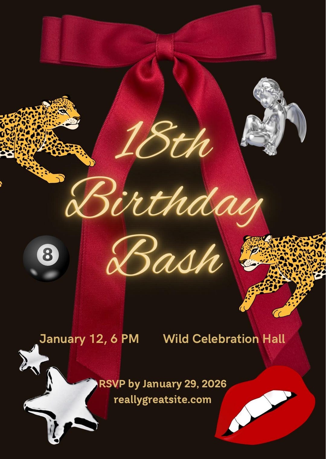 Gen Z Party Invite 18th Birthday Party Leopard Bow Invitation - Etsy