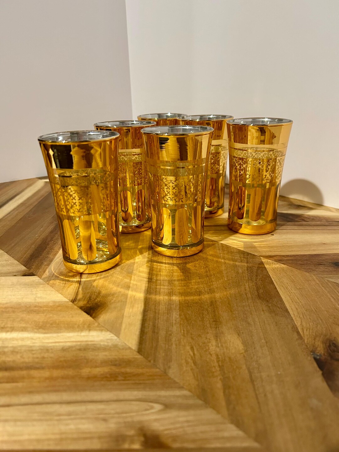 Set of 6 - Vintage - MCM - Pasinski Kashmir 22k Gold Encrusted Glasses ...