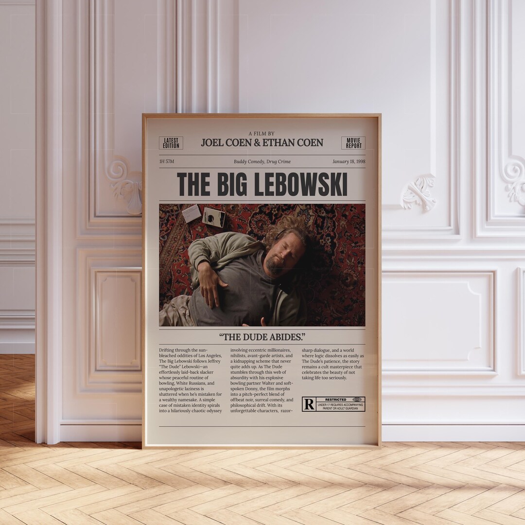 The Big Lebowski Poster, Coen Brothers Film, Retro Newspaper Movie ...