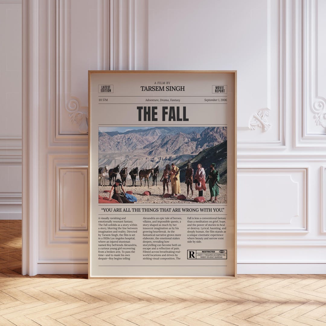 The Fall Poster, Tarsem Singh, Retro Newspaper Movie Poster, Black ...
