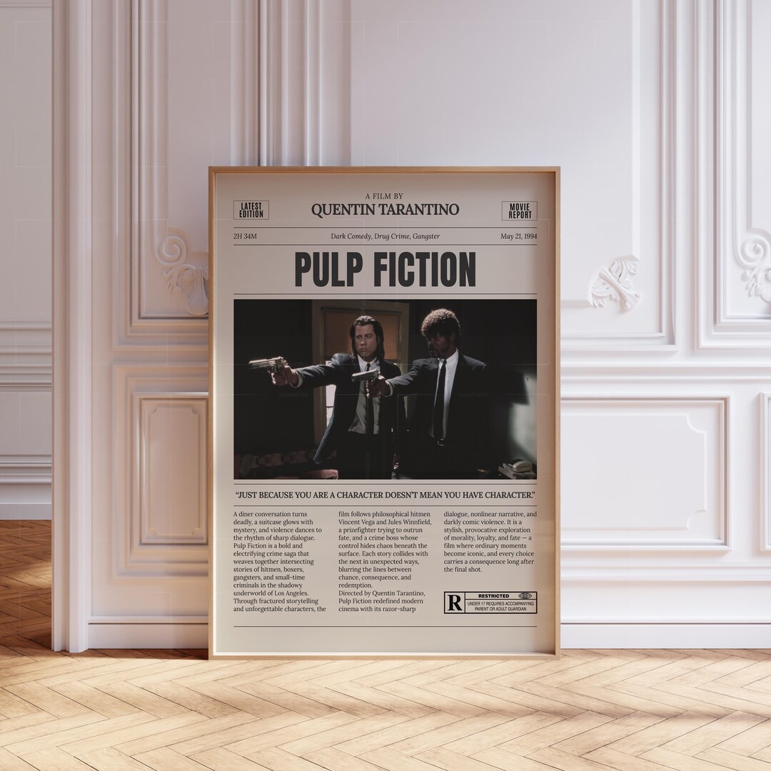 Pulp Fiction Poster, Quentin Tarantino, Retro Newspaper Movie Poster ...