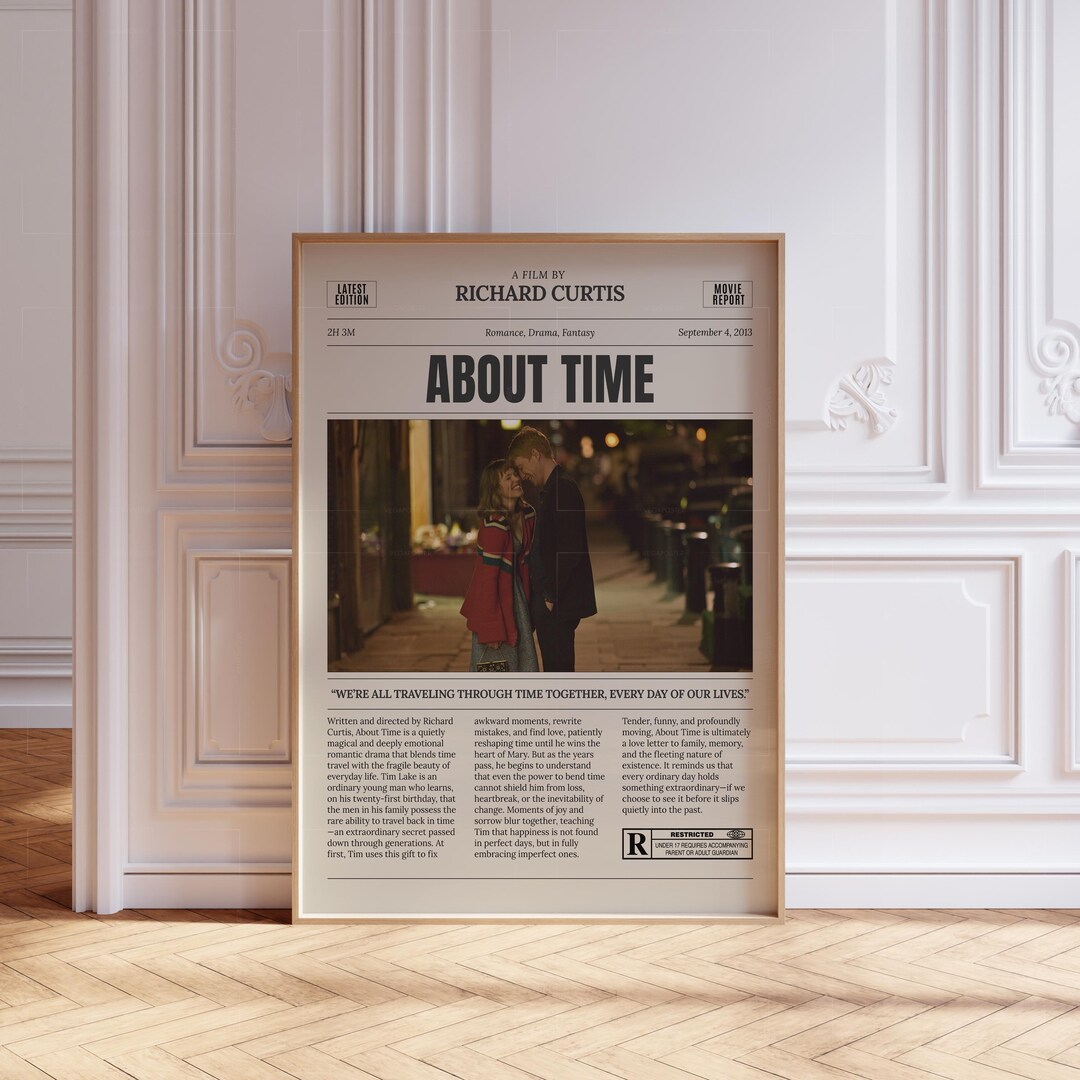 About Time Poster, Retro Newspaper Movie Poster, Vintage Retro Art ...