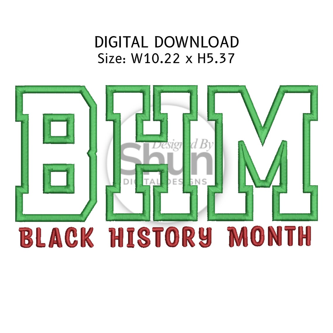 BHM Appliqué Embroidery Design | Digital Embroidery File | Black ...