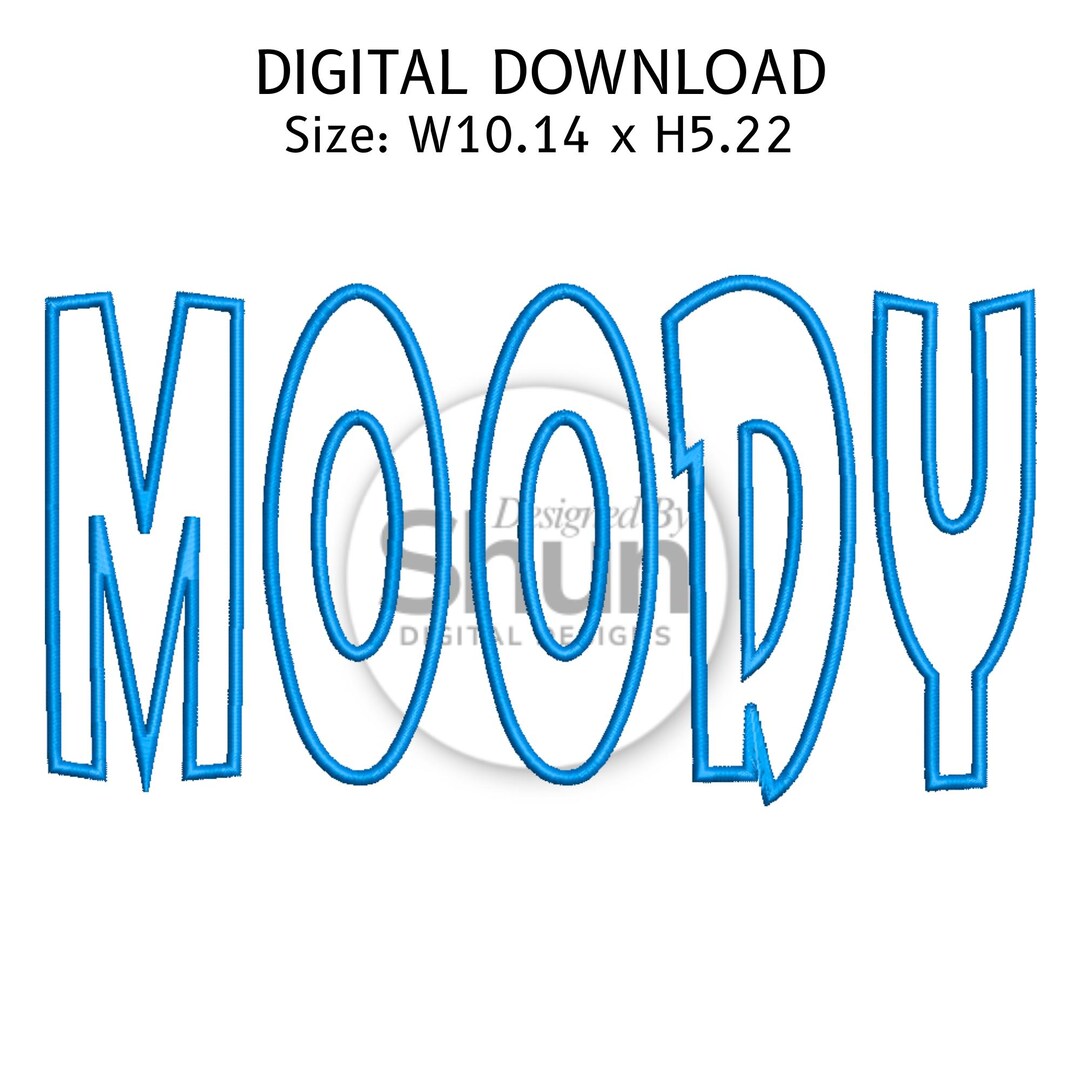 Moody Appliqué Embroidery Design | Digital Embroidery File - Etsy