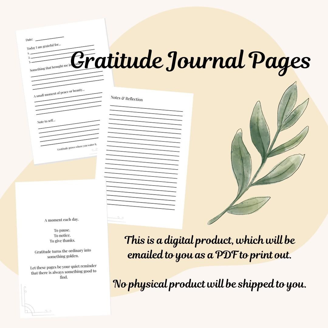 Printable Gratitude Journal Inserts | Daily Gratitude Pages | Digital ...