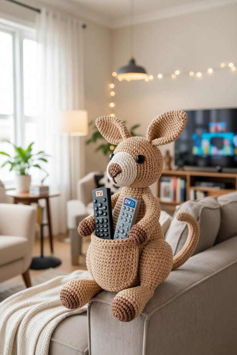 Amigurumi Kangaroo Couch Arm Remote Holder Crochet Pattern PDF, Cute ...