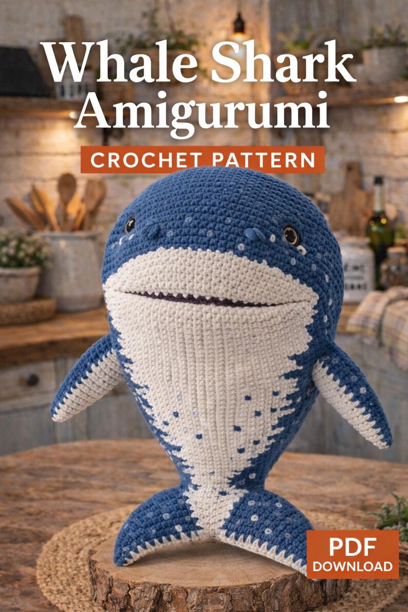 Whale Shark Amigurumi Crochet Pattern PDF, Cute Ocean Plush Toy ...