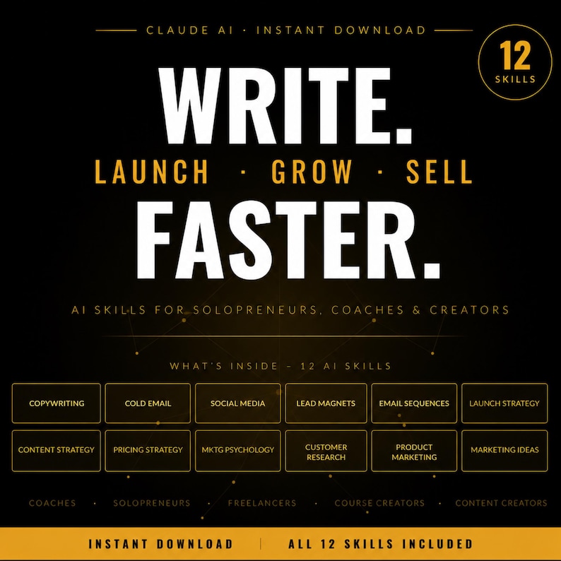 12 Claude AI Skills for Solopreneurs: Copywriting, Email, Social Media ...