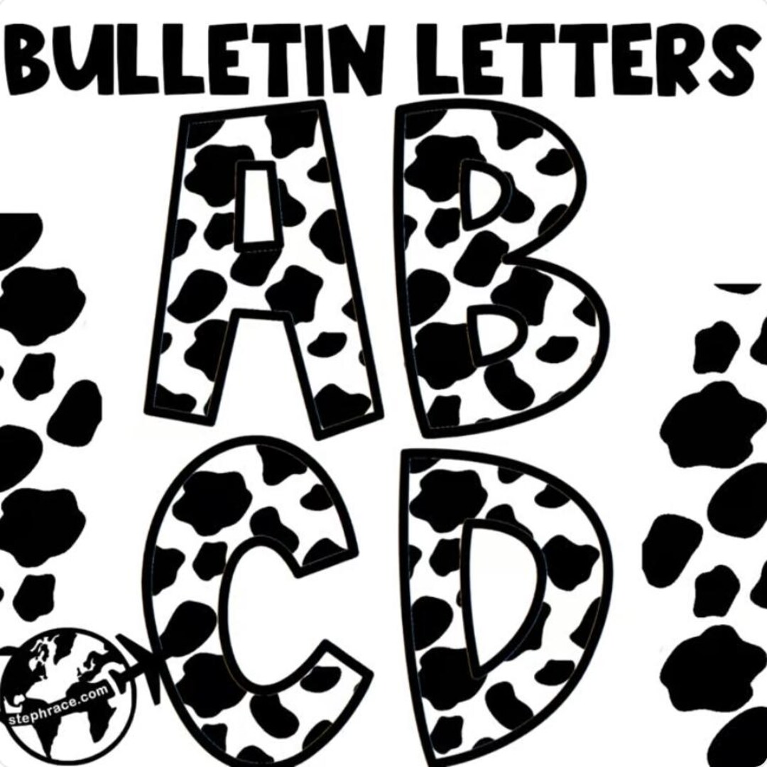 Bulletin Board Printable Letters - Cow Print Design - Etsy