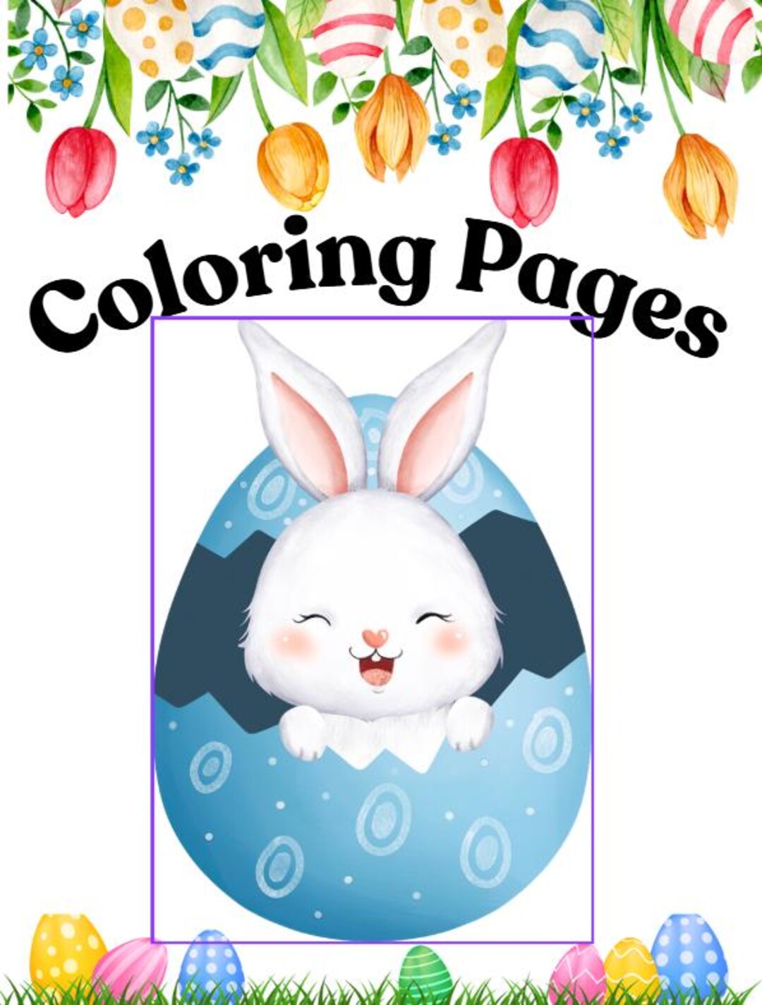 Bunny & Girl Easter Egg Hunt Coloring Page for Kids (PDF Download) - Etsy