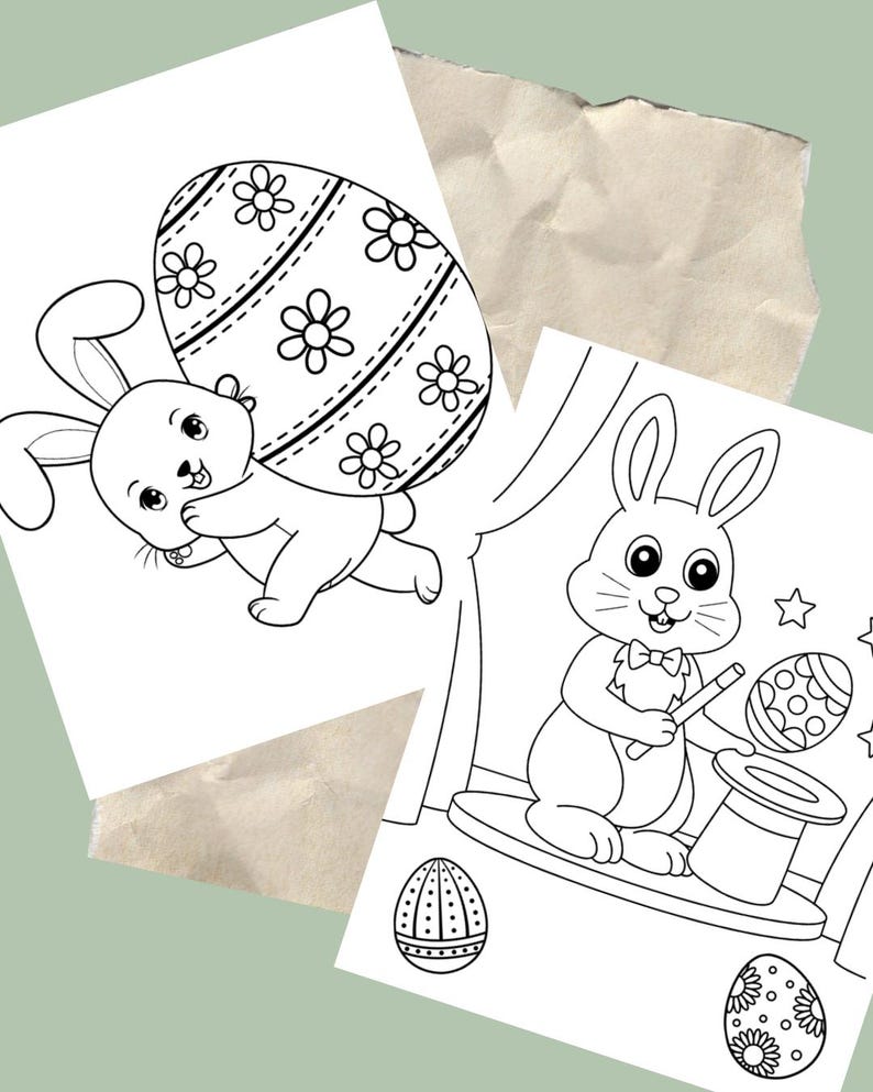 Bunny & Girl Easter Egg Hunt Coloring Page for Kids (PDF Download) - Etsy