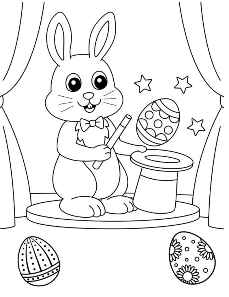 Bunny & Girl Easter Egg Hunt Coloring Page for Kids (PDF Download) - Etsy