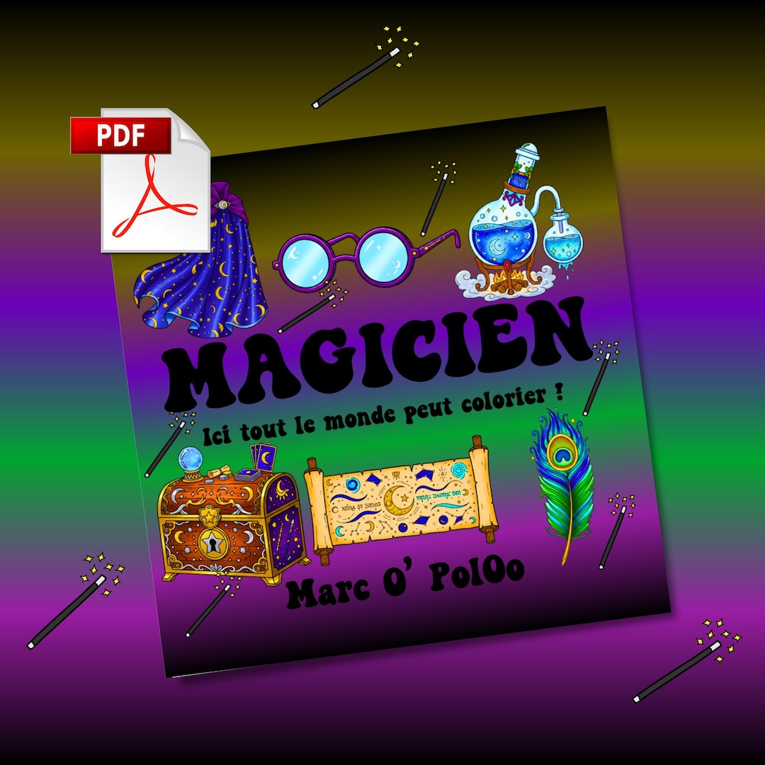 Magician Coloring Book – 40 Printable Pages – Magic, Spells & Mystical ...