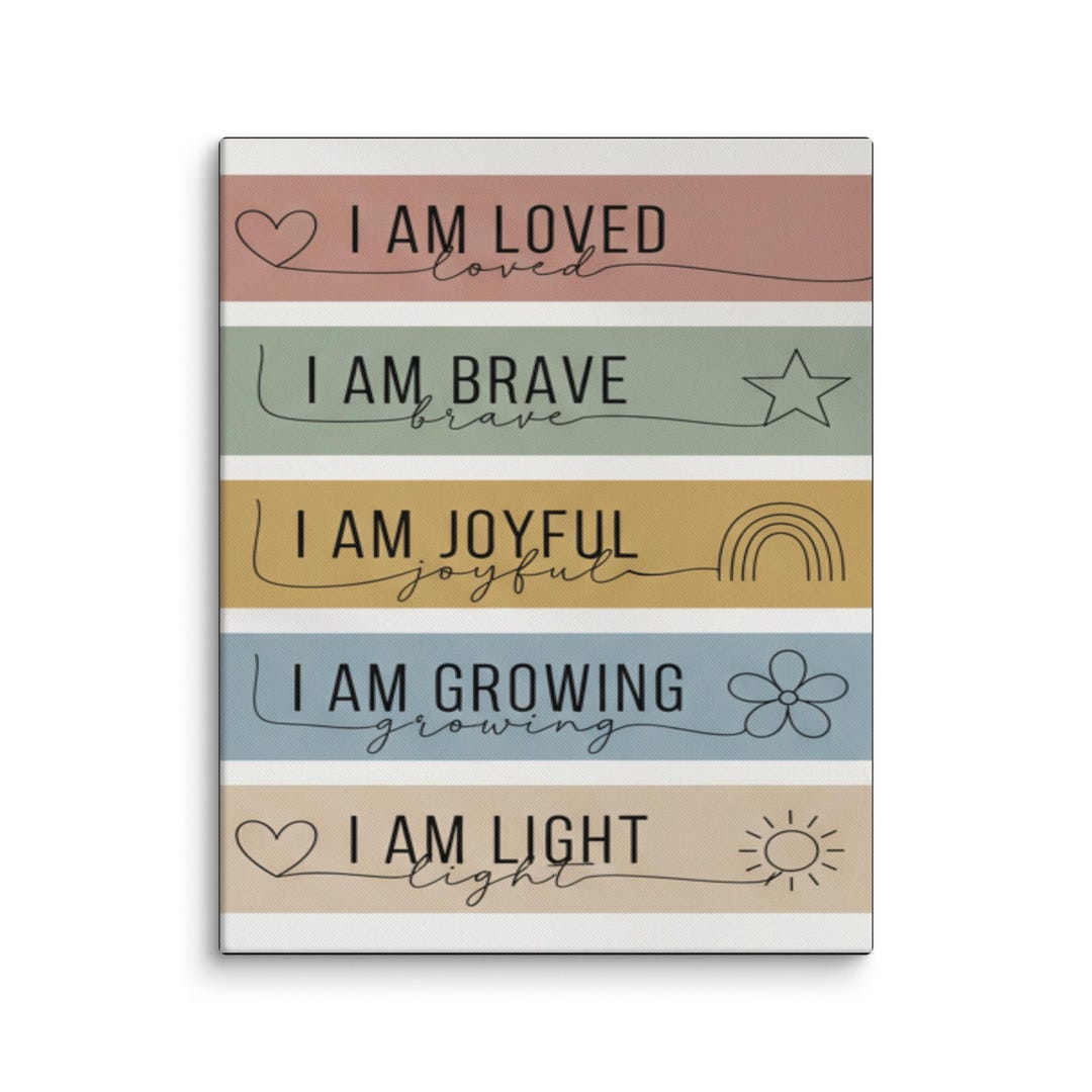 Kids Affirmation Canvas Art | Earth Tone Nursery Decor - Etsy