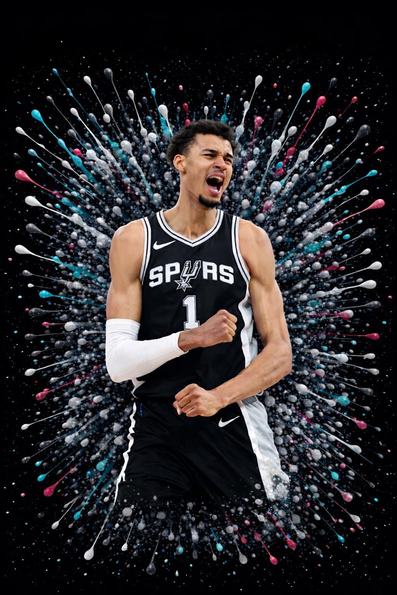 Victor Wembanyama Slime Splat Art Print | Dynamic Basketball Player ...