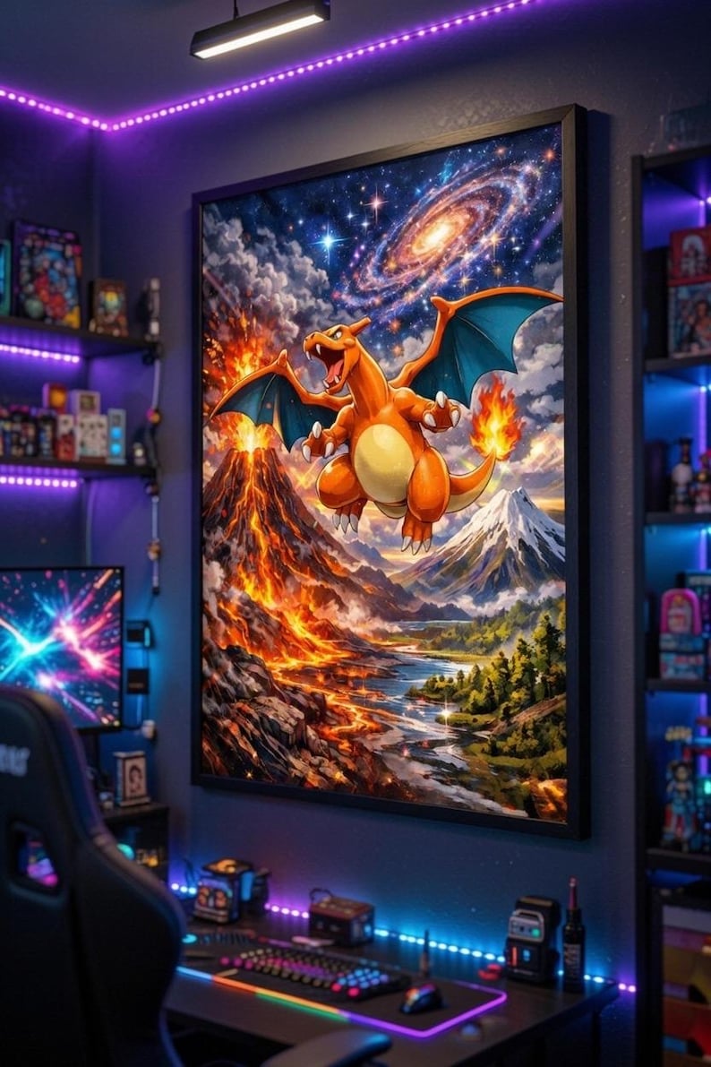 Charizard Pokémon Wall Art Printable – Epic Fire Dragon Anime Art ...